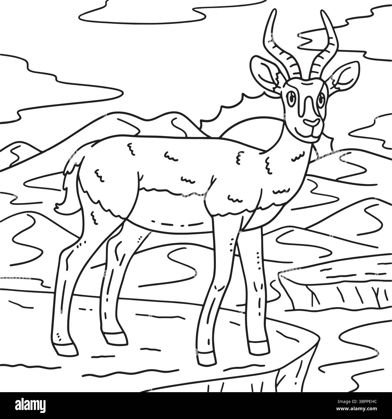 Desert Gazelle Animal Coloring Page for Kids Stock Vector Image & Art ...