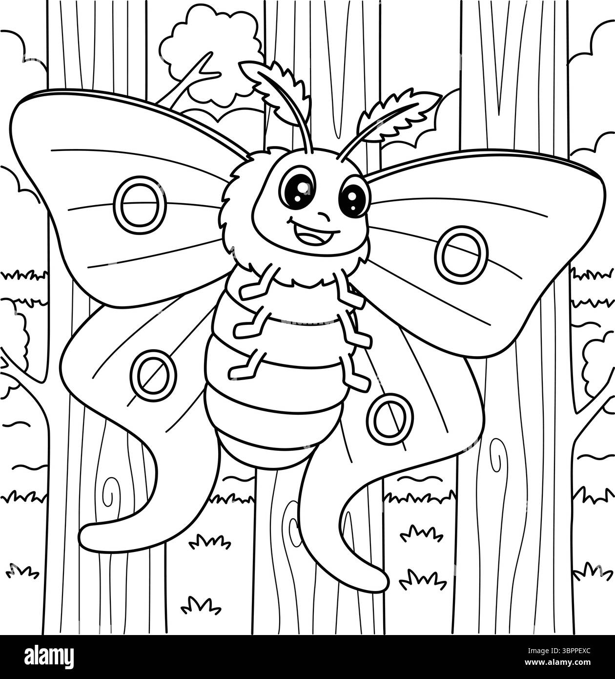 Insect Luna Moth Animal Coloring Page for Kids Stock Vector Image & Art ...