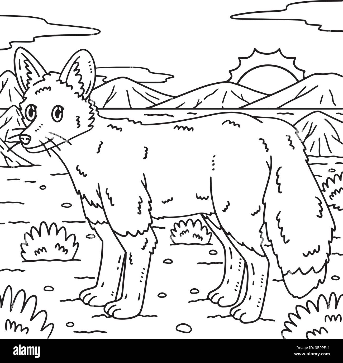 Desert Corsac Fox Animal Coloring Page for Kids Stock Vector Image ...