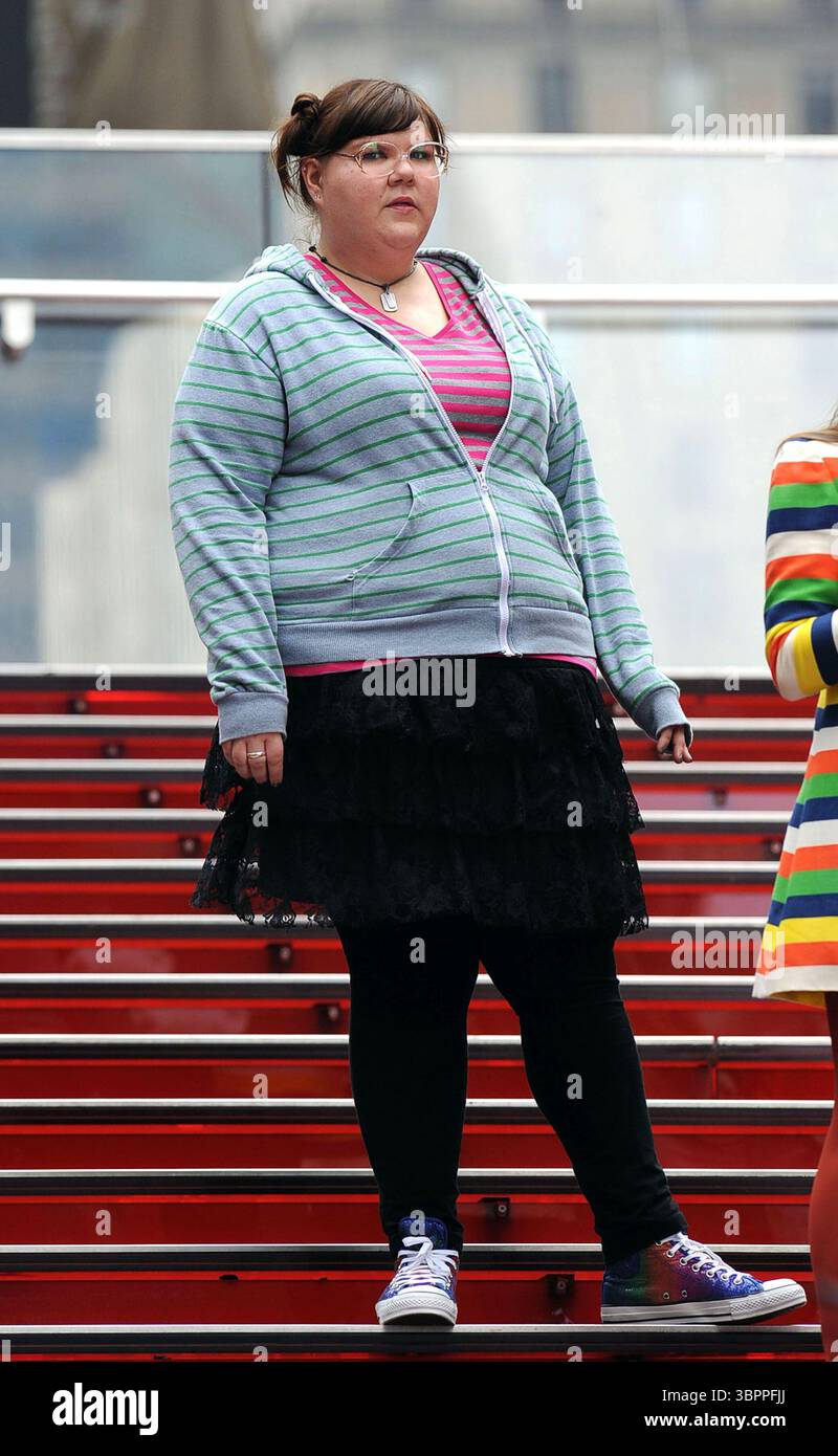 Ashley Fink filming 'Glee' in Times Square, New York City - 25 April ...