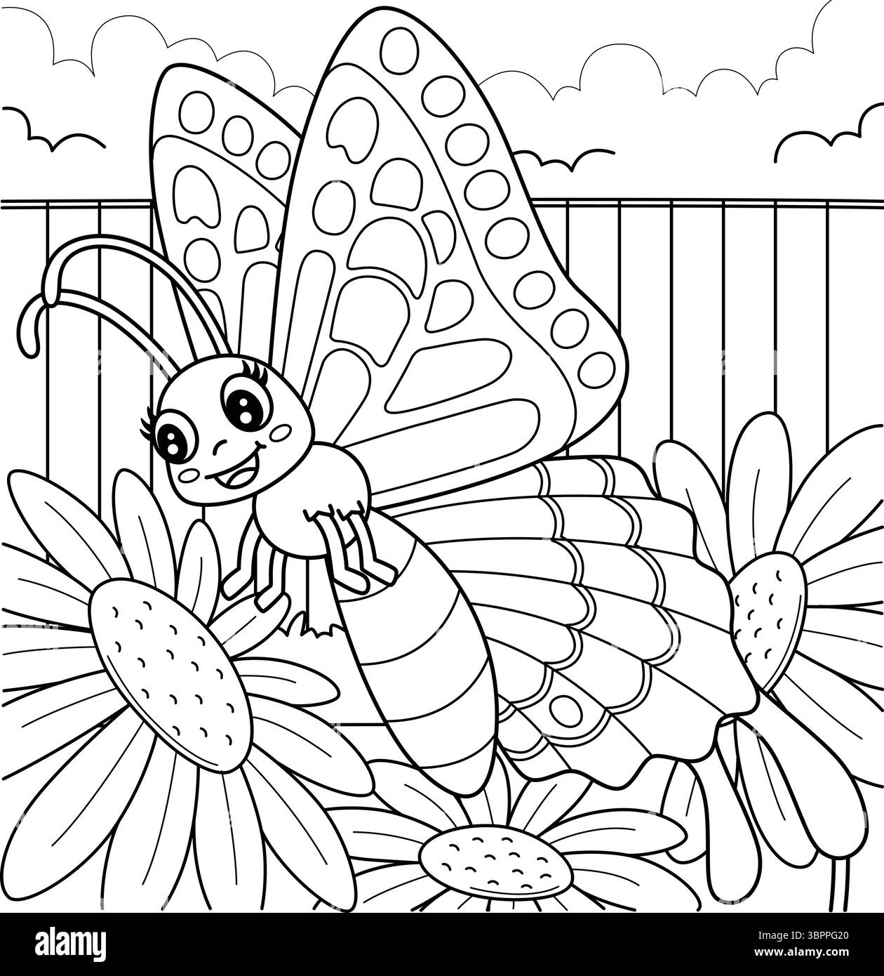 Insect Swallowtail Butterfly Animal Coloring Page Stock Vector Image ...