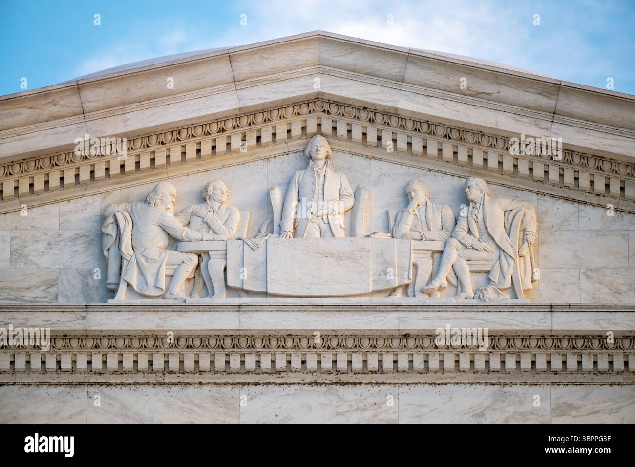 WASHINGTON DC — The marble pediment sculpture "Drafting the Declaration ...