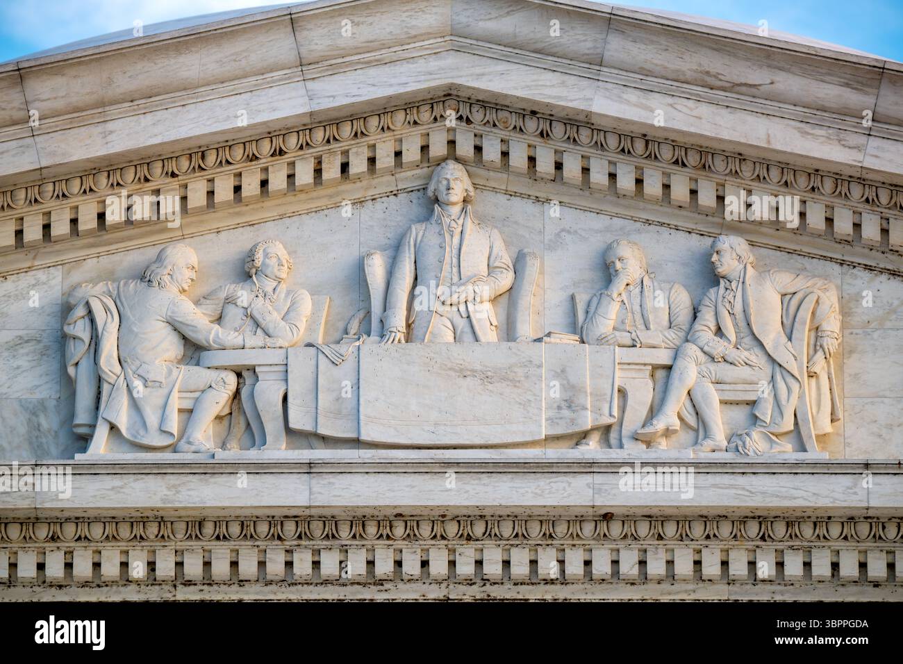 WASHINGTON DC — The marble pediment sculpture "Drafting the Declaration ...