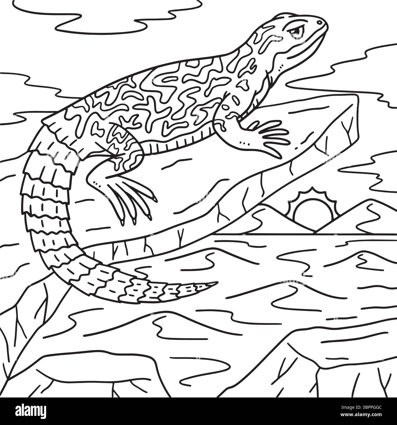 Desert Spiny-Tailed Lizard Coloring Page for Kids Stock Vector Image ...
