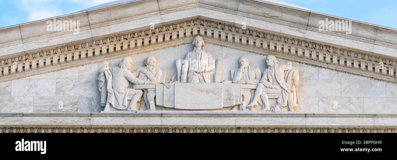 WASHINGTON DC — A high-resolution panorama captures the marble pediment ...
