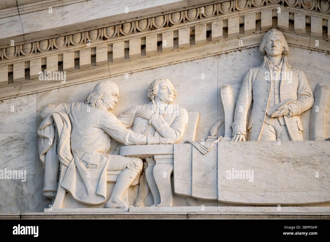 WASHINGTON DC — A detail from the marble pediment sculpture Drafting ...