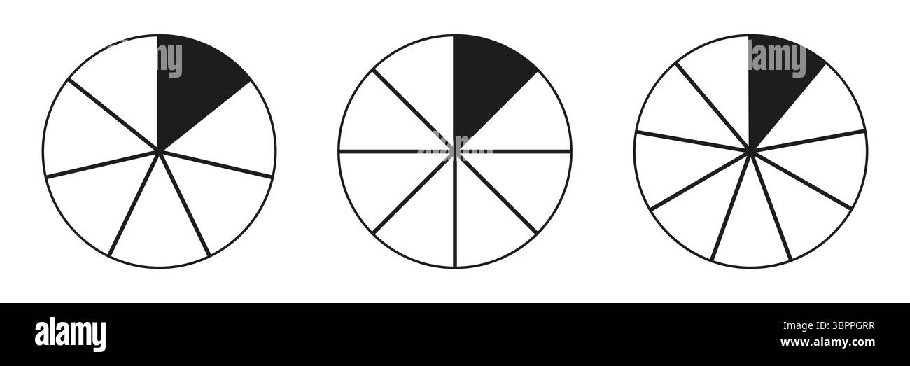Simple business charts. Pie chart, diagram set, seven, eight and nine ...