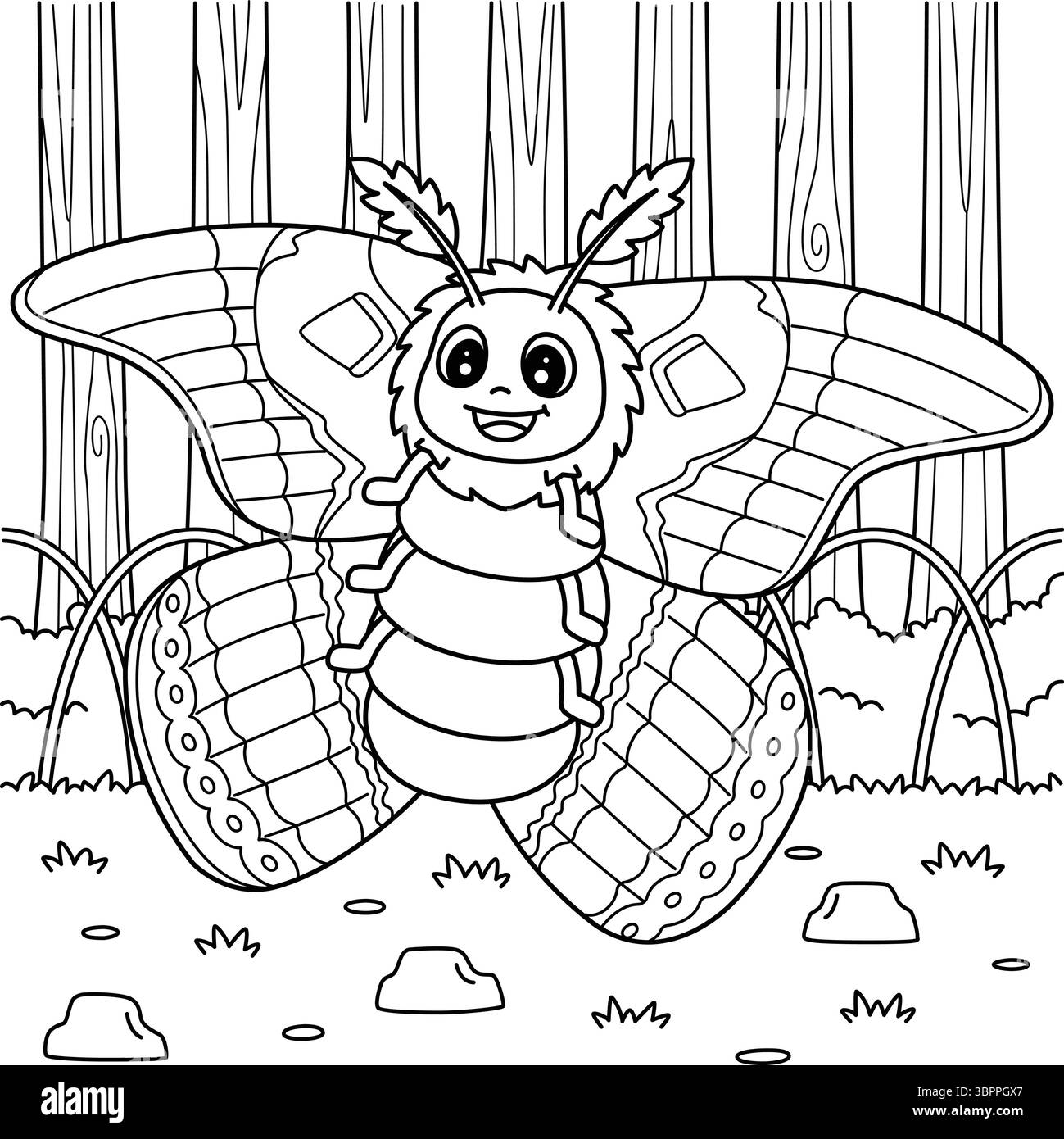 Insect Atlas Moth Animal Coloring Page for Kids Stock Vector Image ...