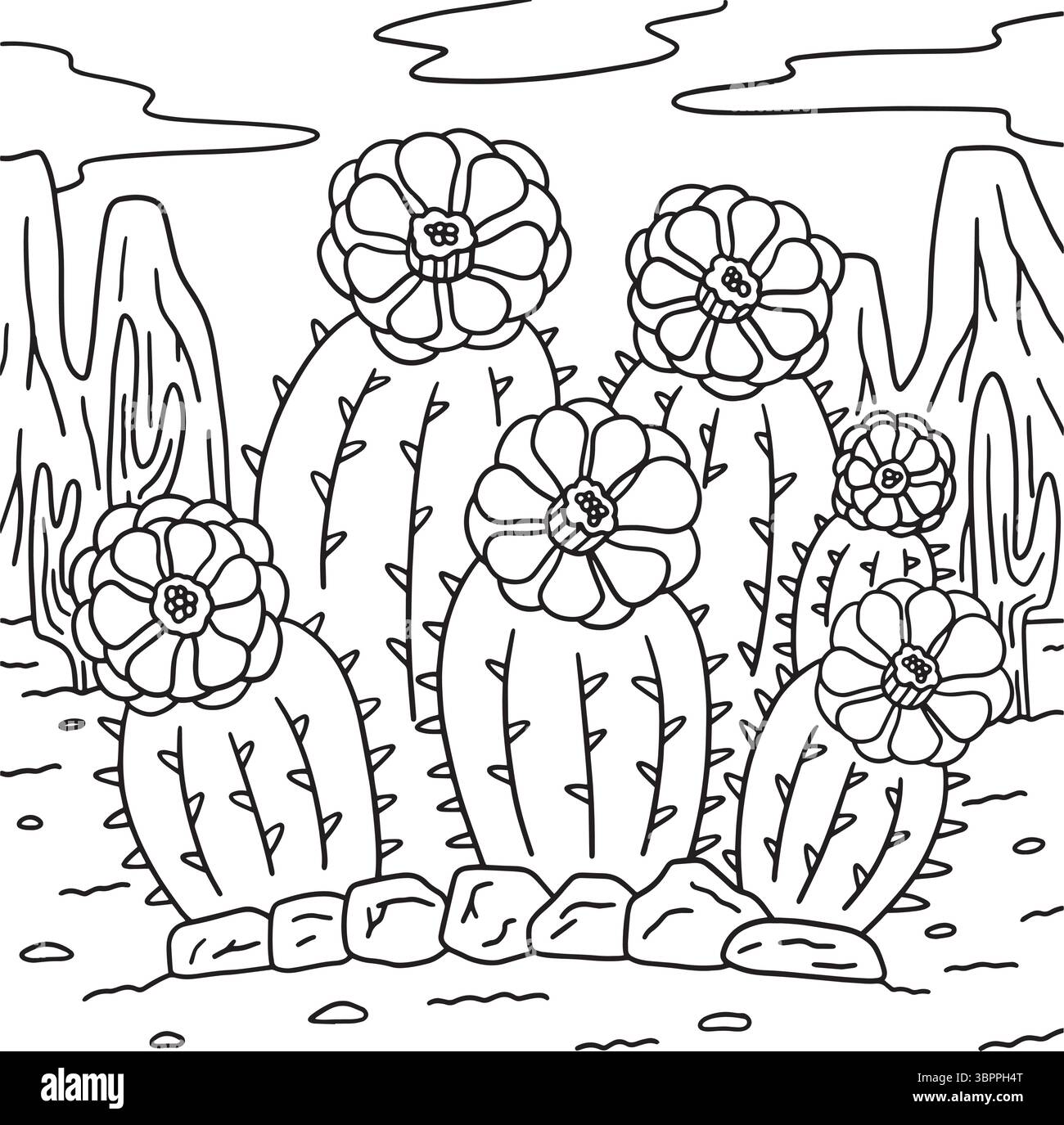 Desert Kingcup Cactus Coloring Page for Kids Stock Vector Image & Art ...
