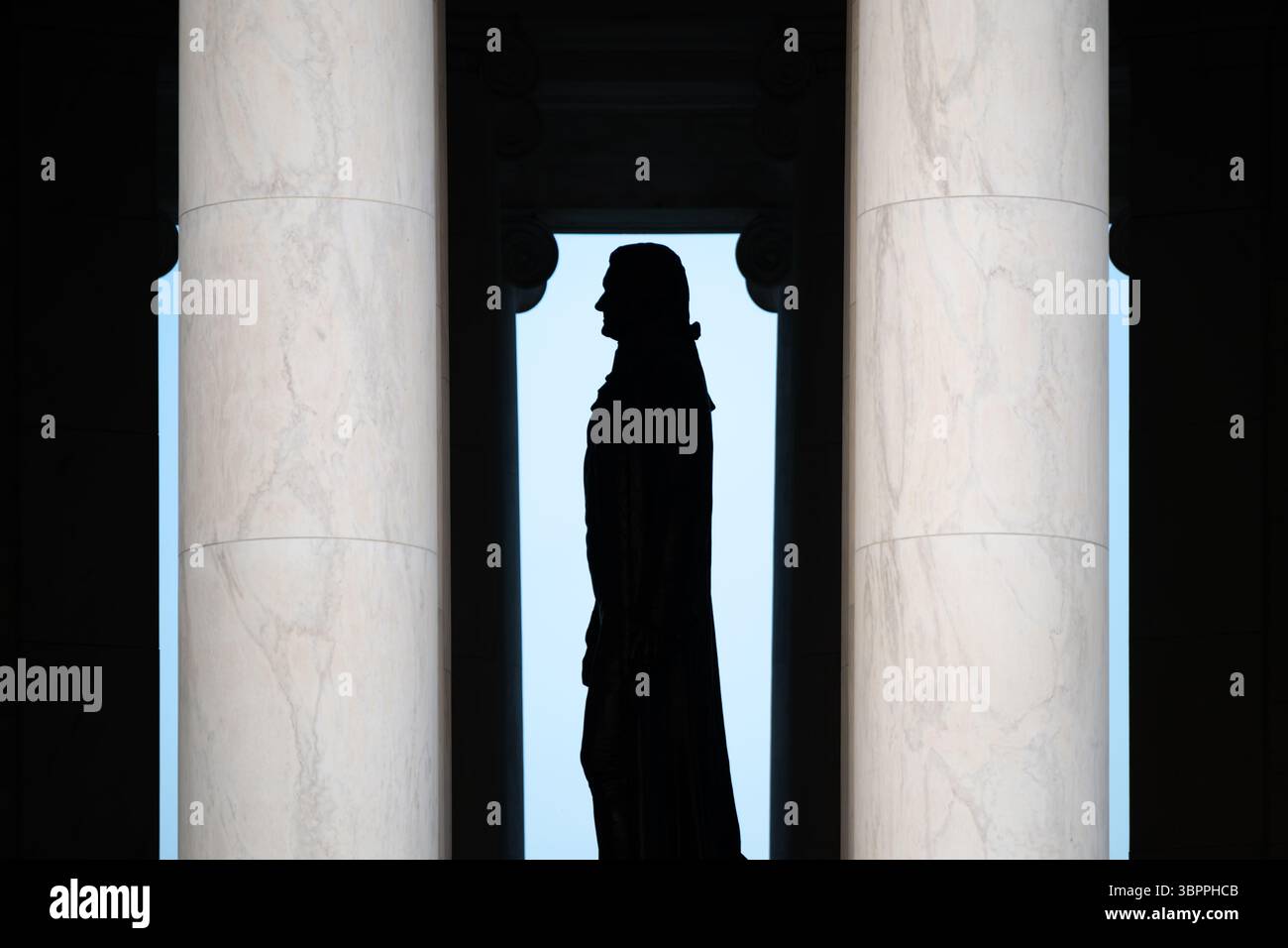 WASHINGTON DC — The bronze statue of Thomas Jefferson stands within the ...