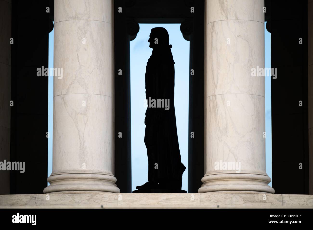 WASHINGTON DC — The bronze statue of Thomas Jefferson stands within the ...