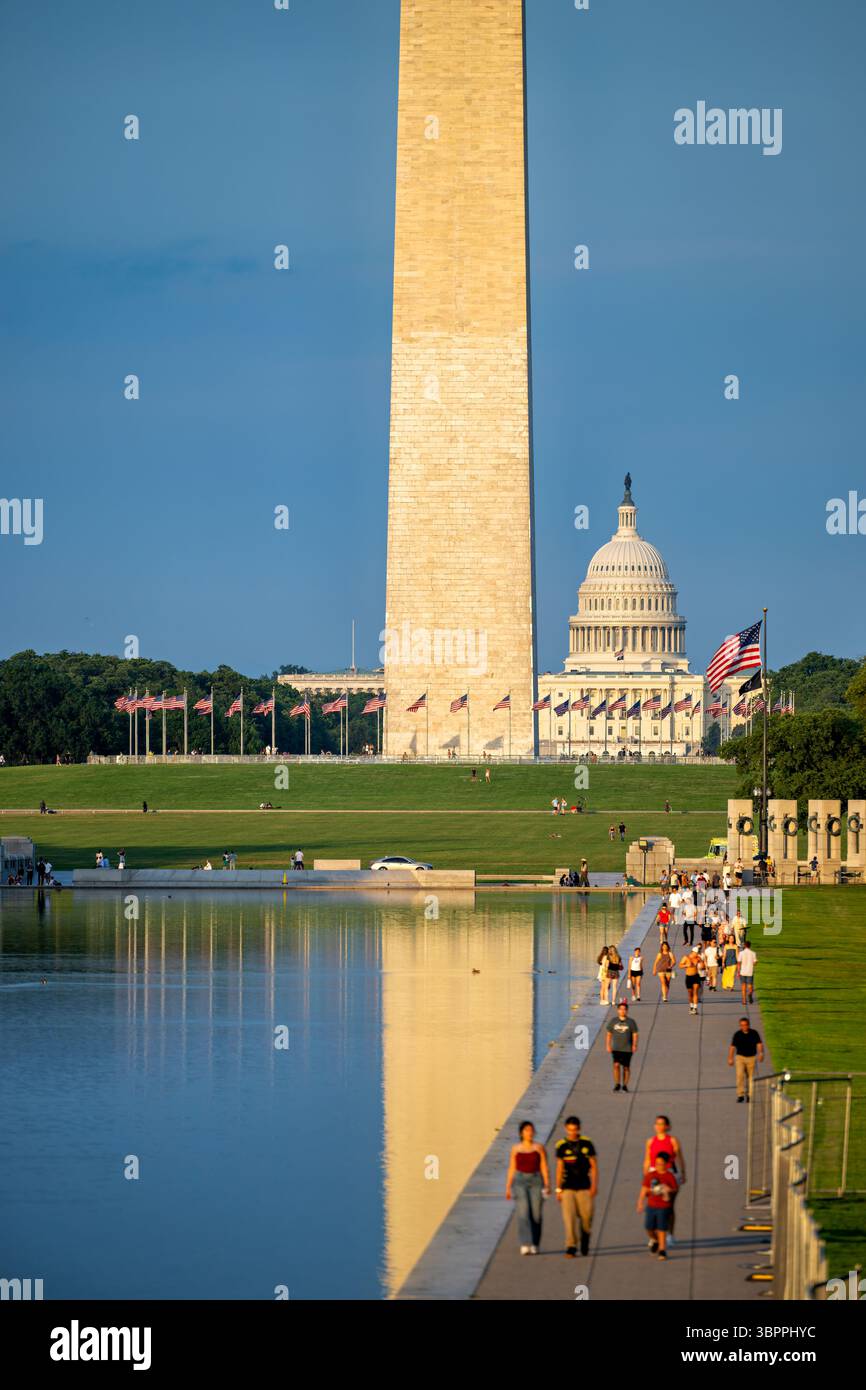 WASHINGTON DC — Flags are displayed at the base of the Washington ...