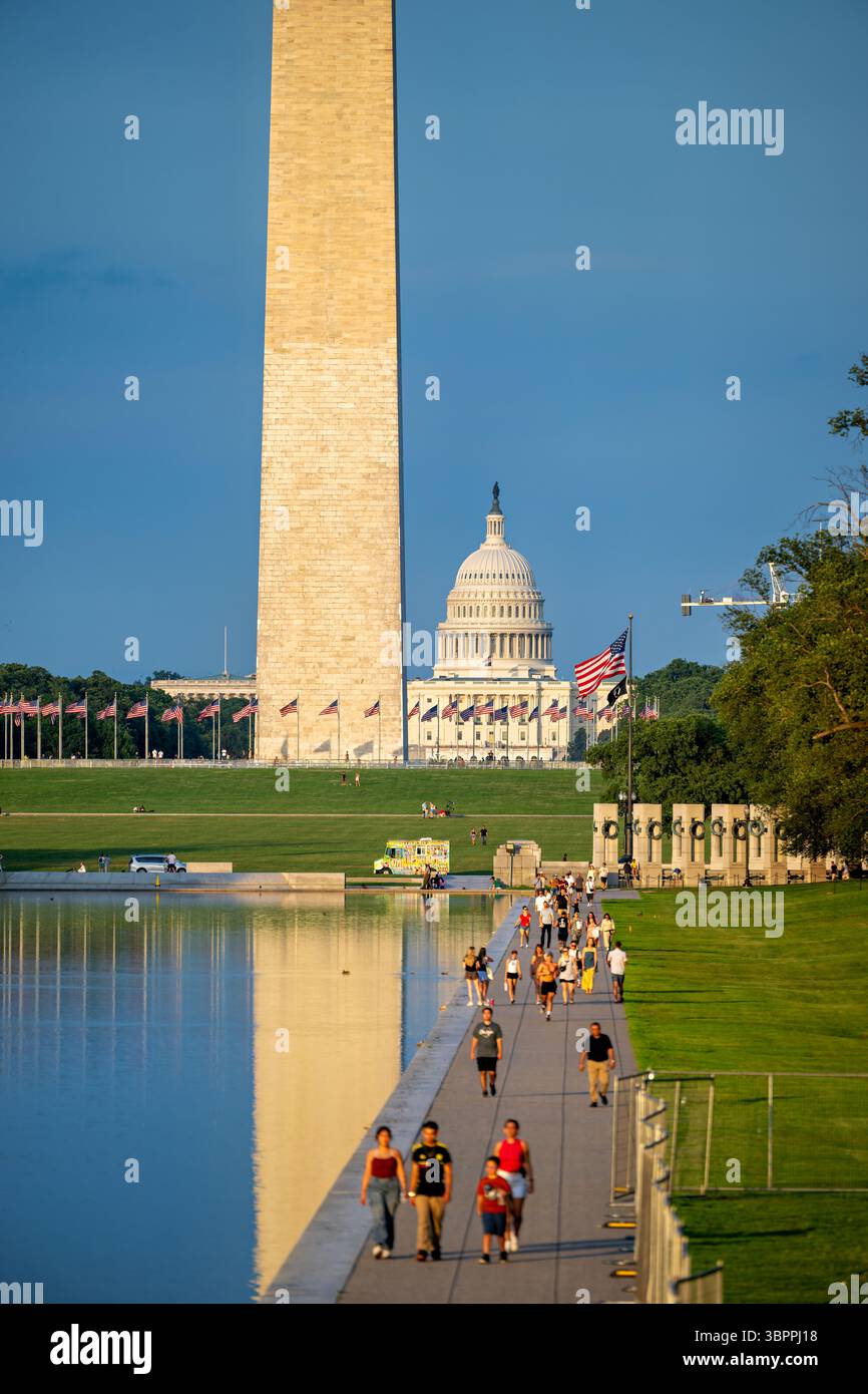 WASHINGTON DC — Flags are displayed at the base of the Washington ...