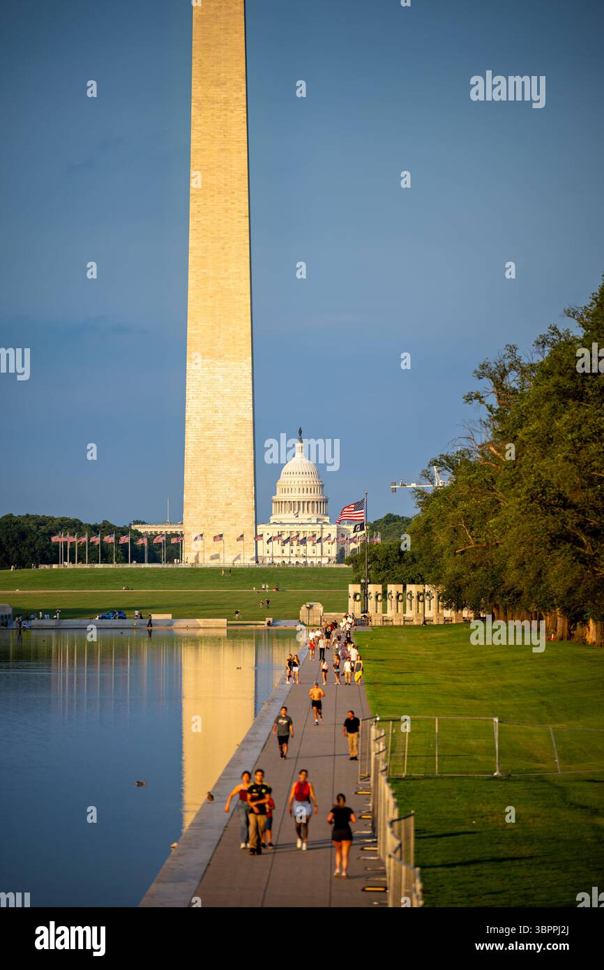WASHINGTON DC — Flags are displayed at the base of the Washington ...