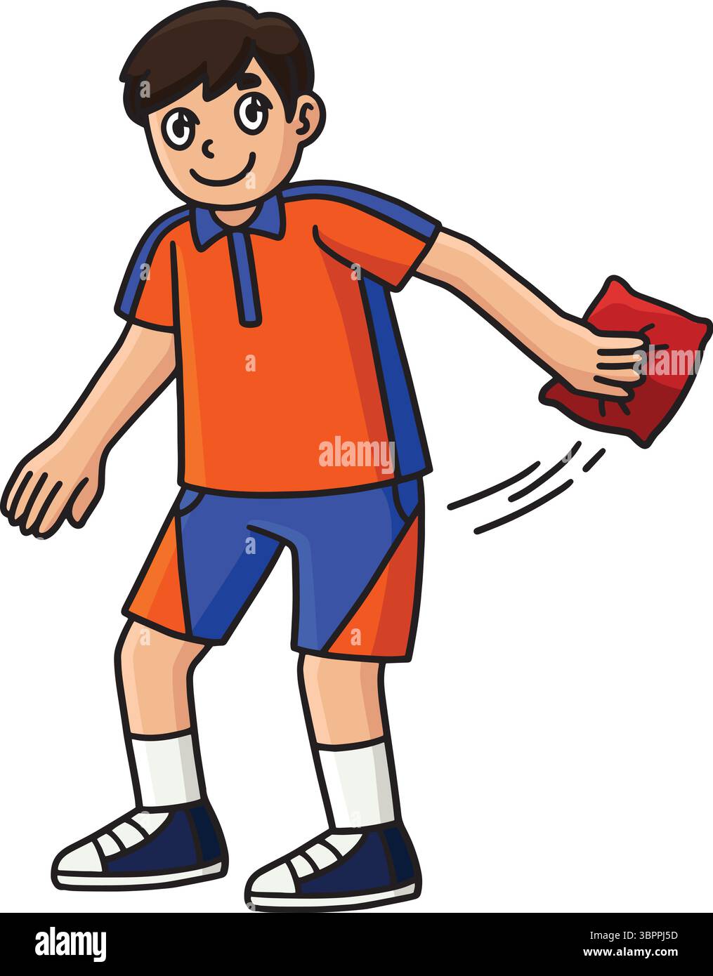 Cornhole Boy Throwing Bag Cartoon Colored Clipart Stock Vector Image ...