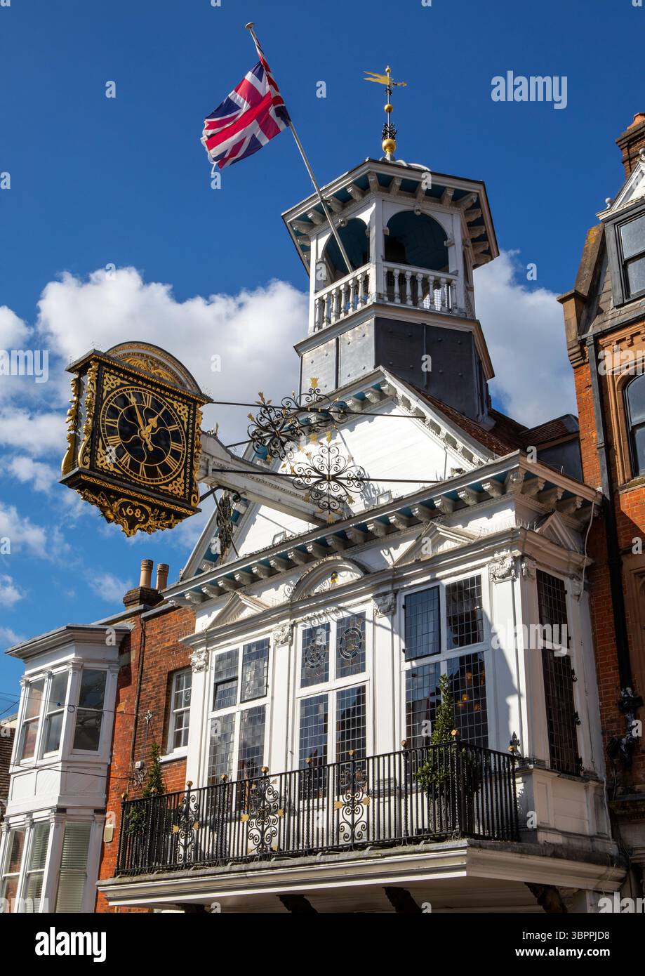 View of the historic Guildford Guildhall, located on the High Street in ...