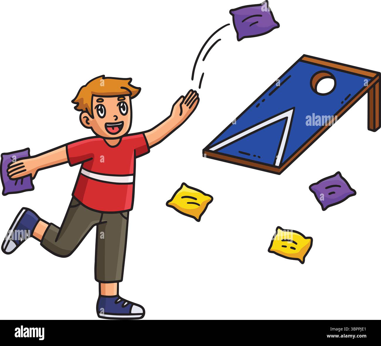 Cornhole Boy Tossing Bags Cartoon Colored Clipart Stock Vector Image ...