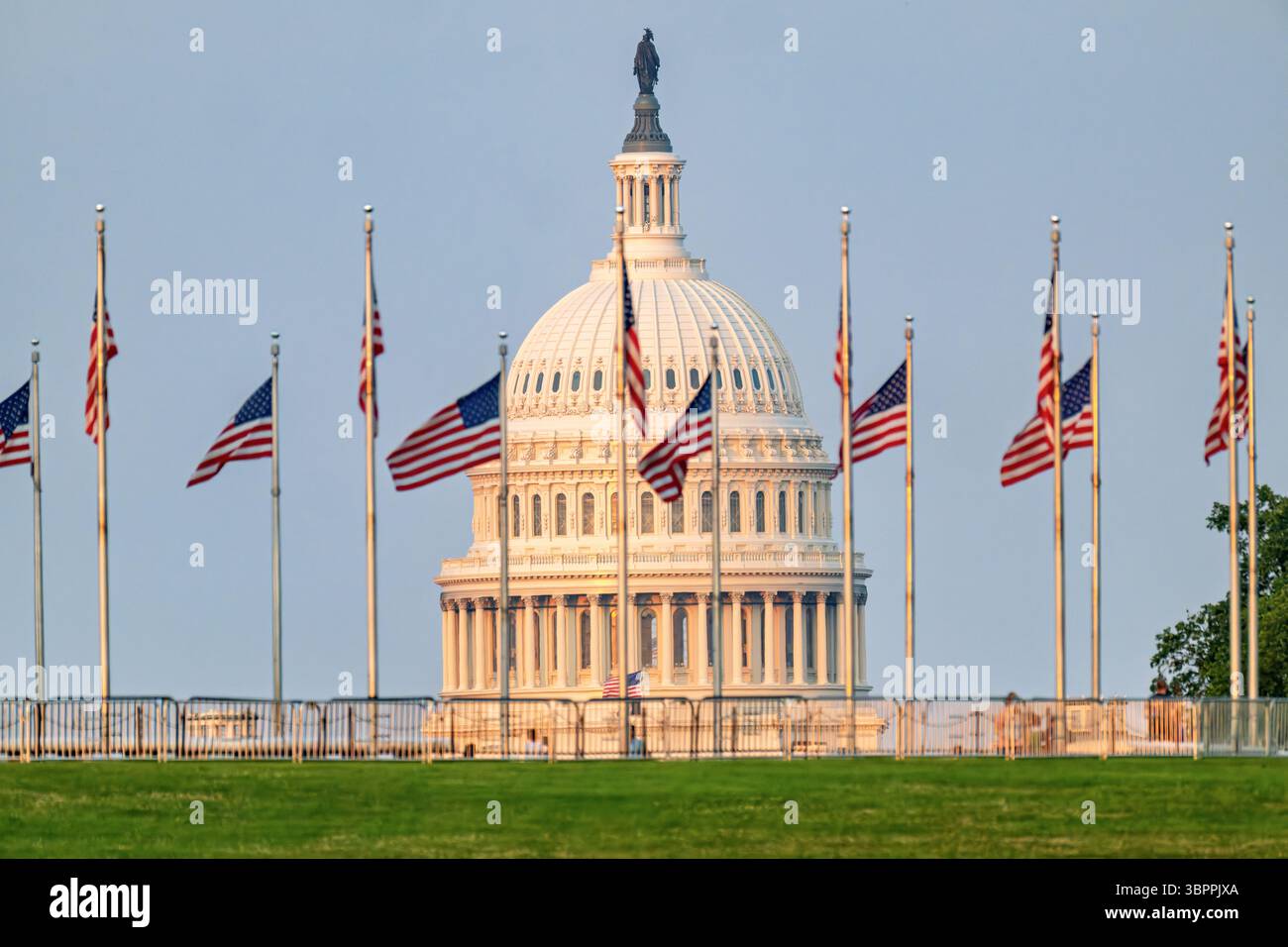 WASHINGTON DC — Flags are displayed at the base of the Washington ...