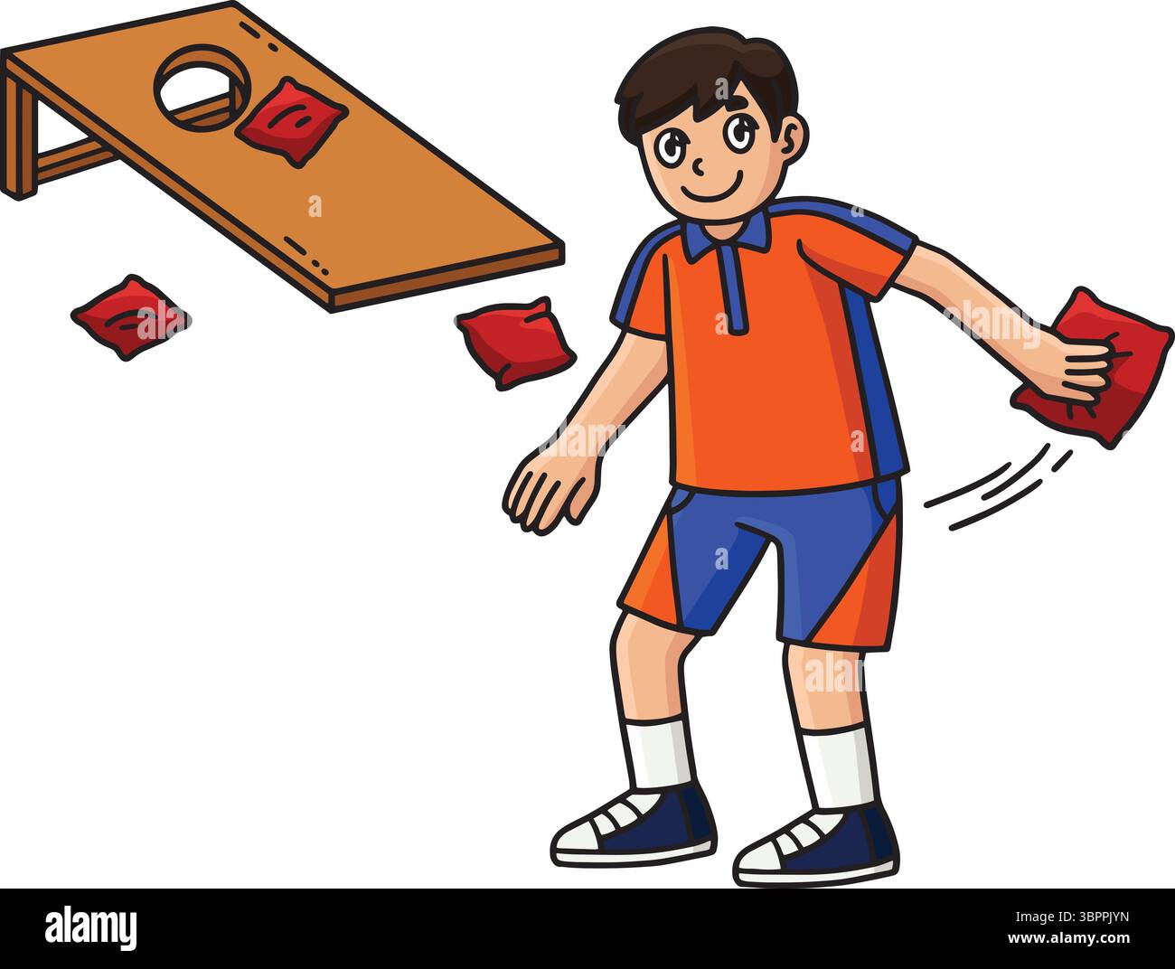Cornhole Boy Ready to Shoot Bag Cartoon Clipart Stock Vector Image ...