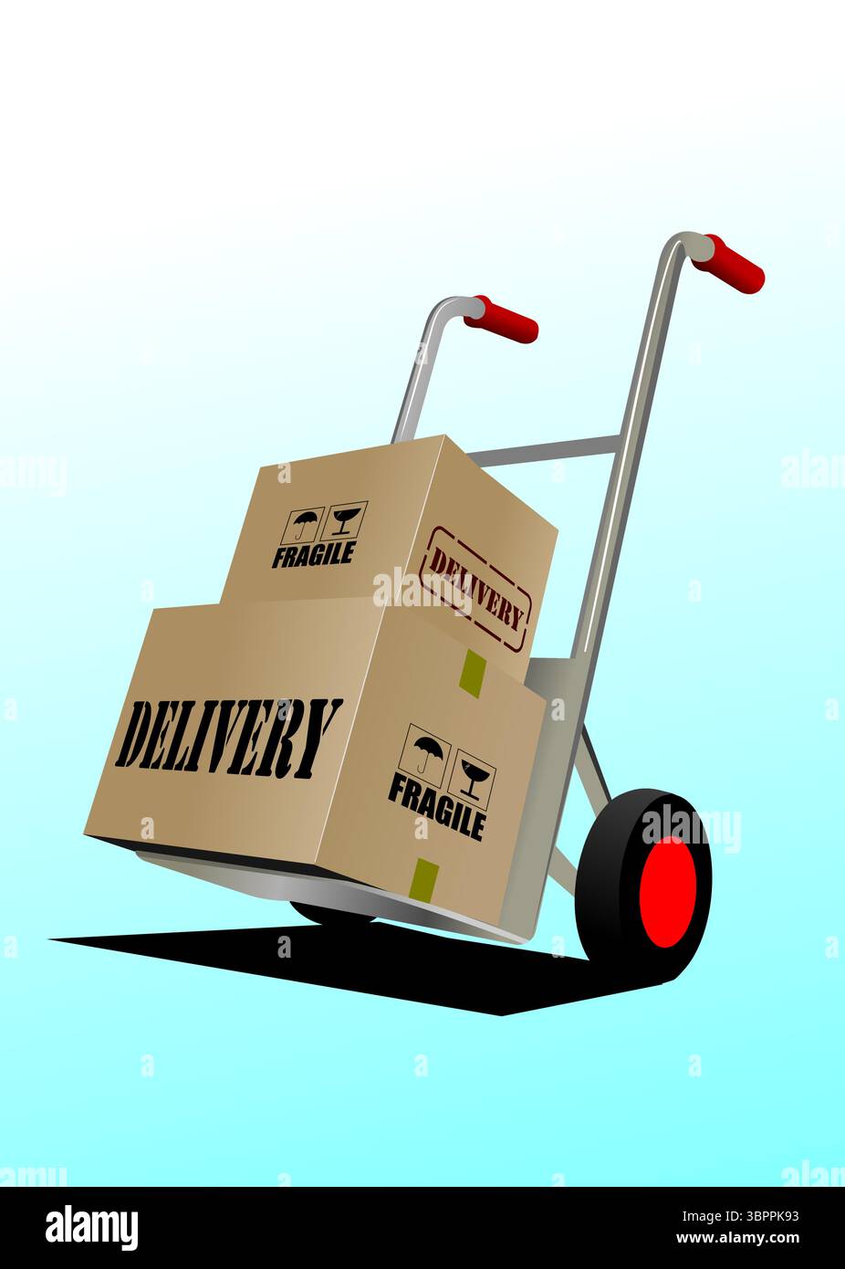 Carton box and delivery unit. Colored vector hand drawn illustration ...