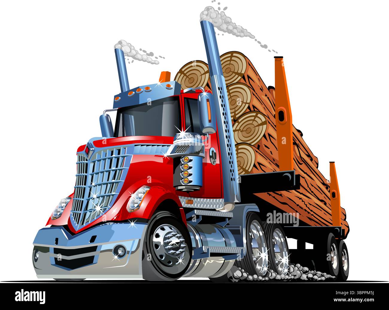 Cartoon logging truck isolated on white background. Available EPS-10 ...