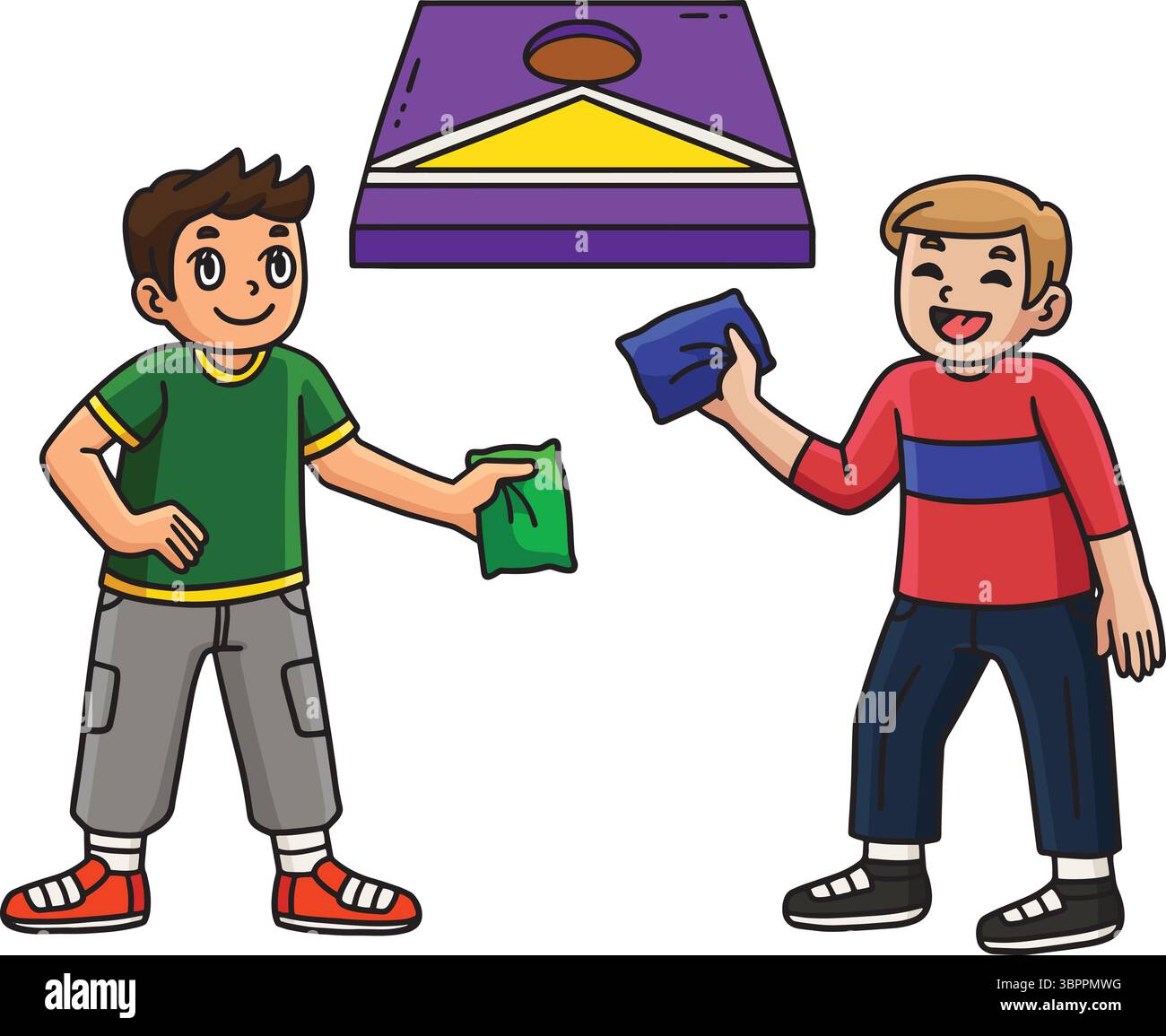 Cornhole Boys Playing Cartoon Colored Clipart Stock Vector Image & Art ...