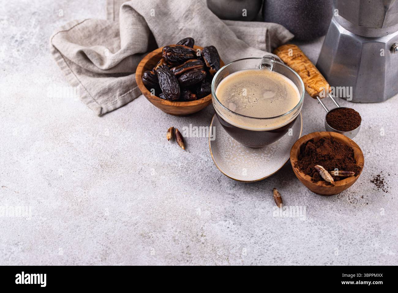 Coffee from date seed. Caffein free drink Stock Photo - Alamy