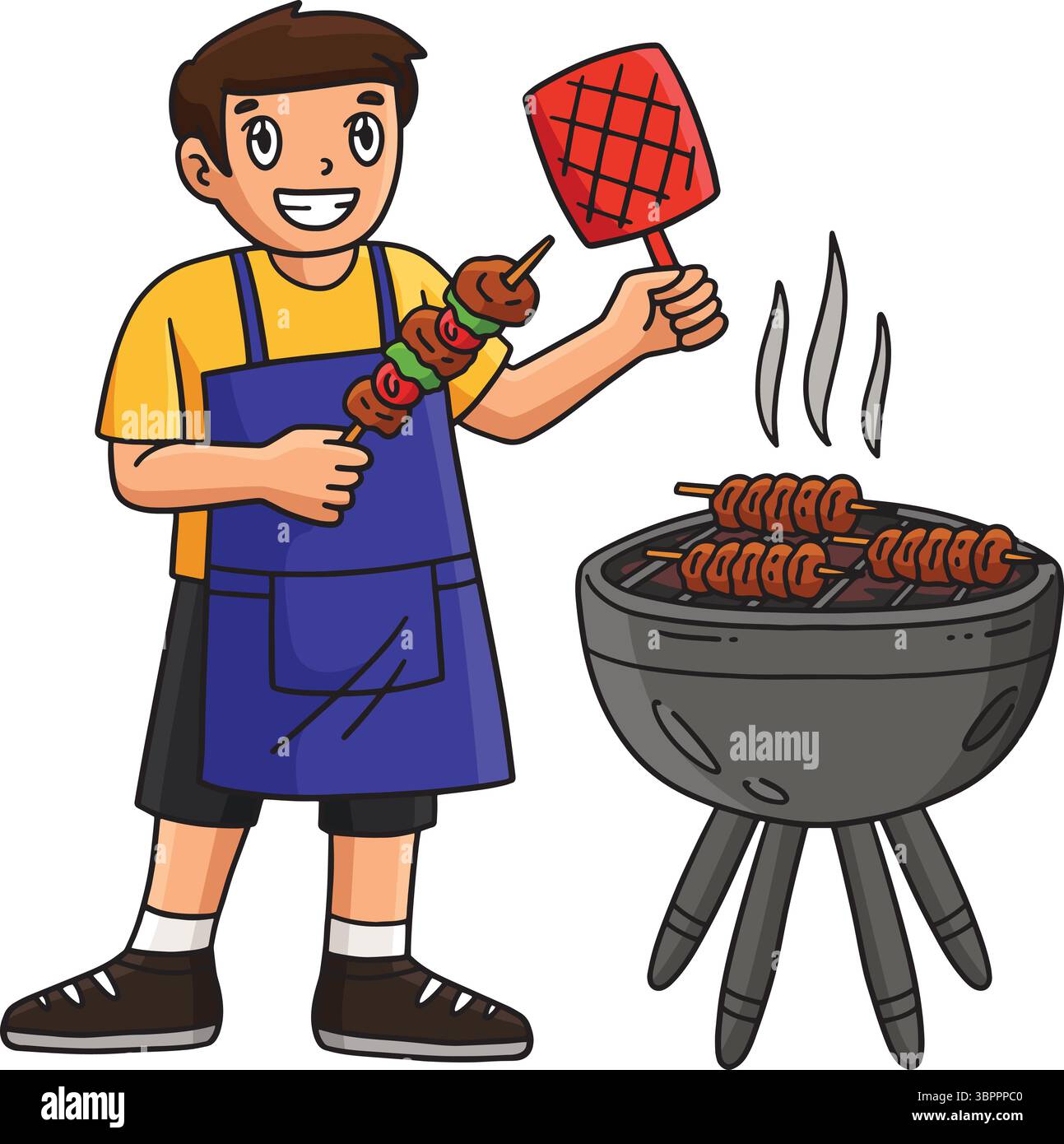 Grilling skewers meat vegetables Cut Out Stock Images & Pictures - Alamy