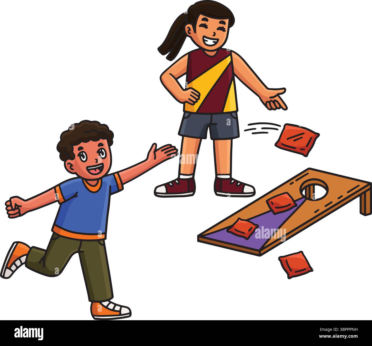 Cornhole Children Playing Cartoon Colored Clipart Stock Vector Image ...