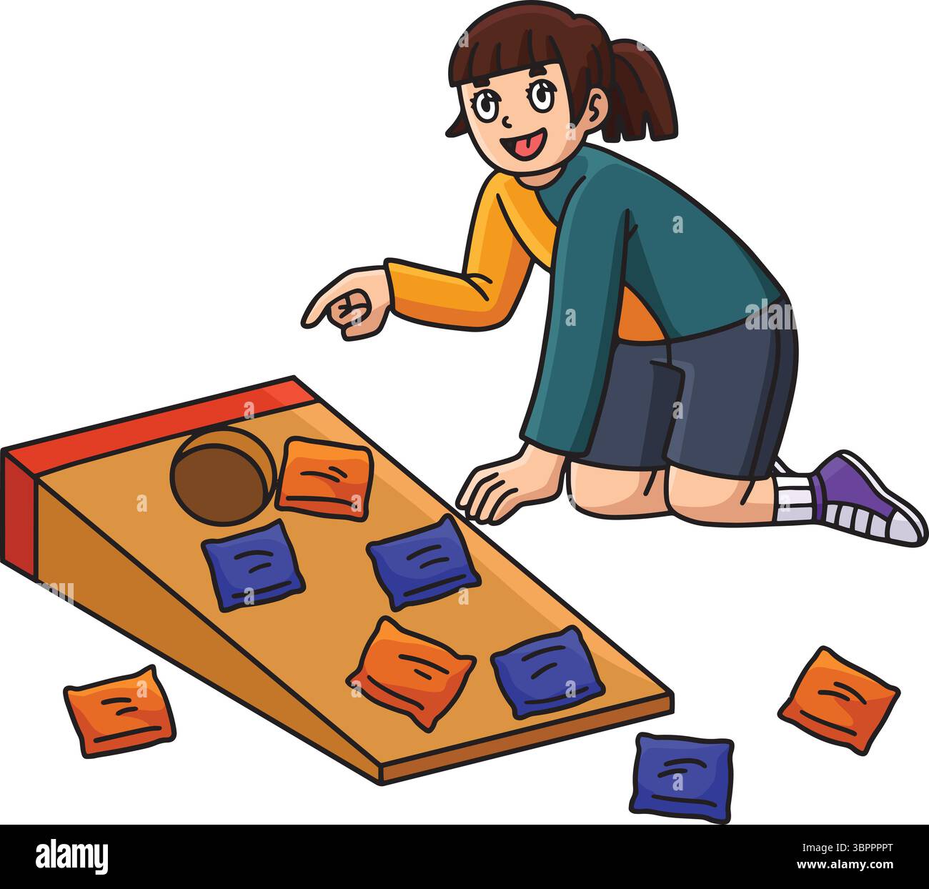 Cornhole Girl Counting the Score Cartoon Clipart Stock Vector Image ...