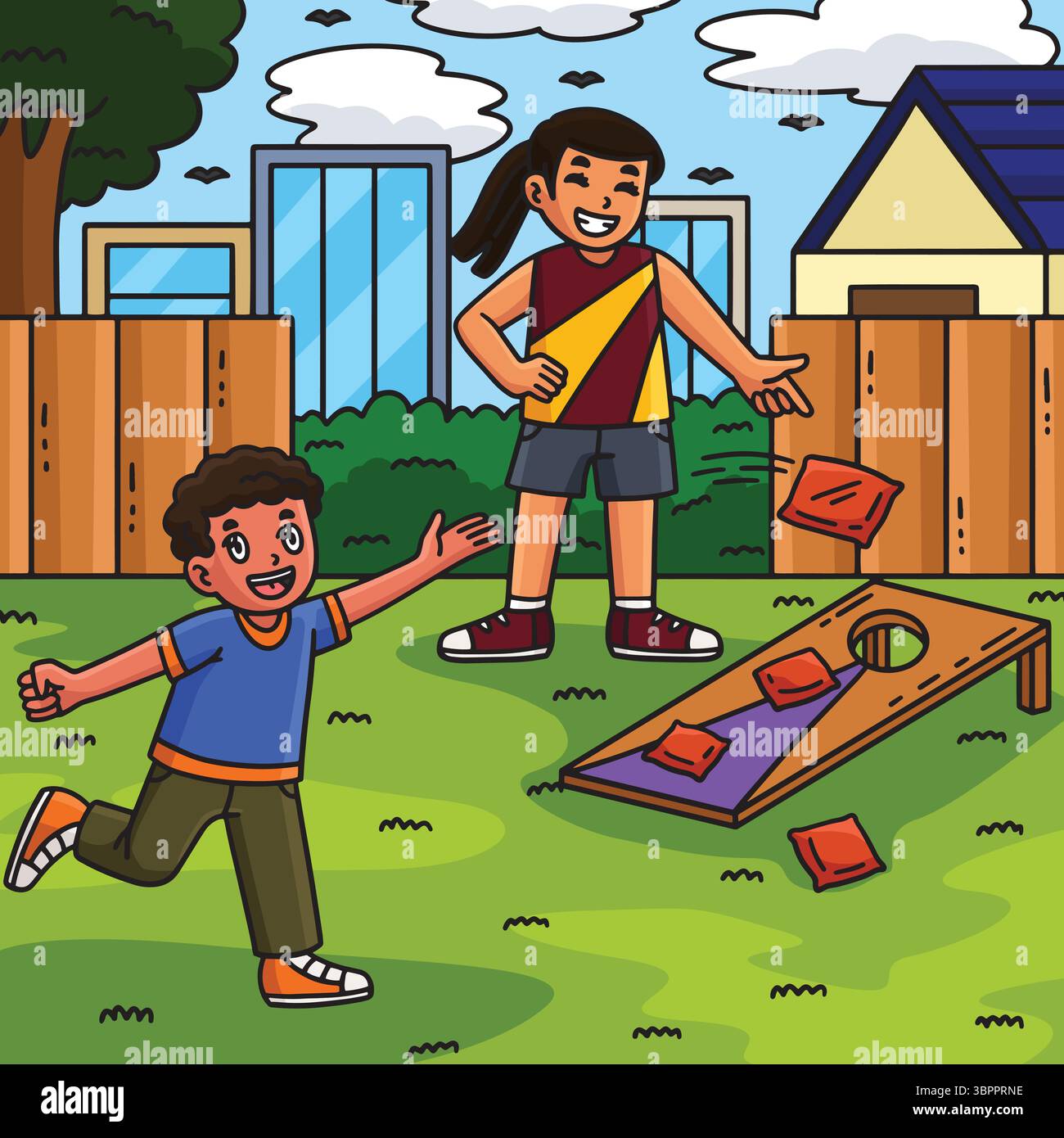 Doodle children playing in Stock Vector Images - Alamy