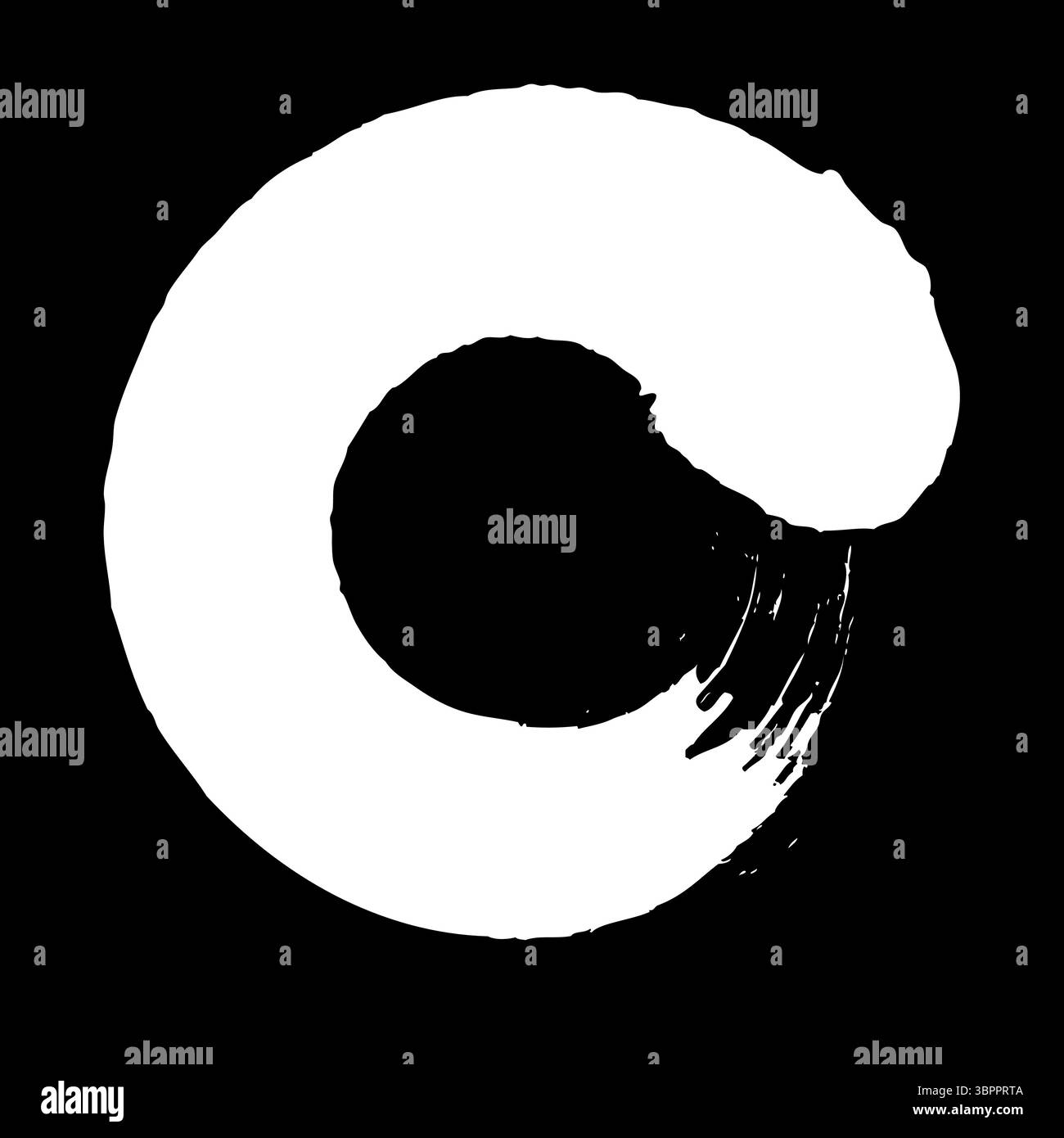 Vector brush strokes circles of paint on black background. Ink hand ...