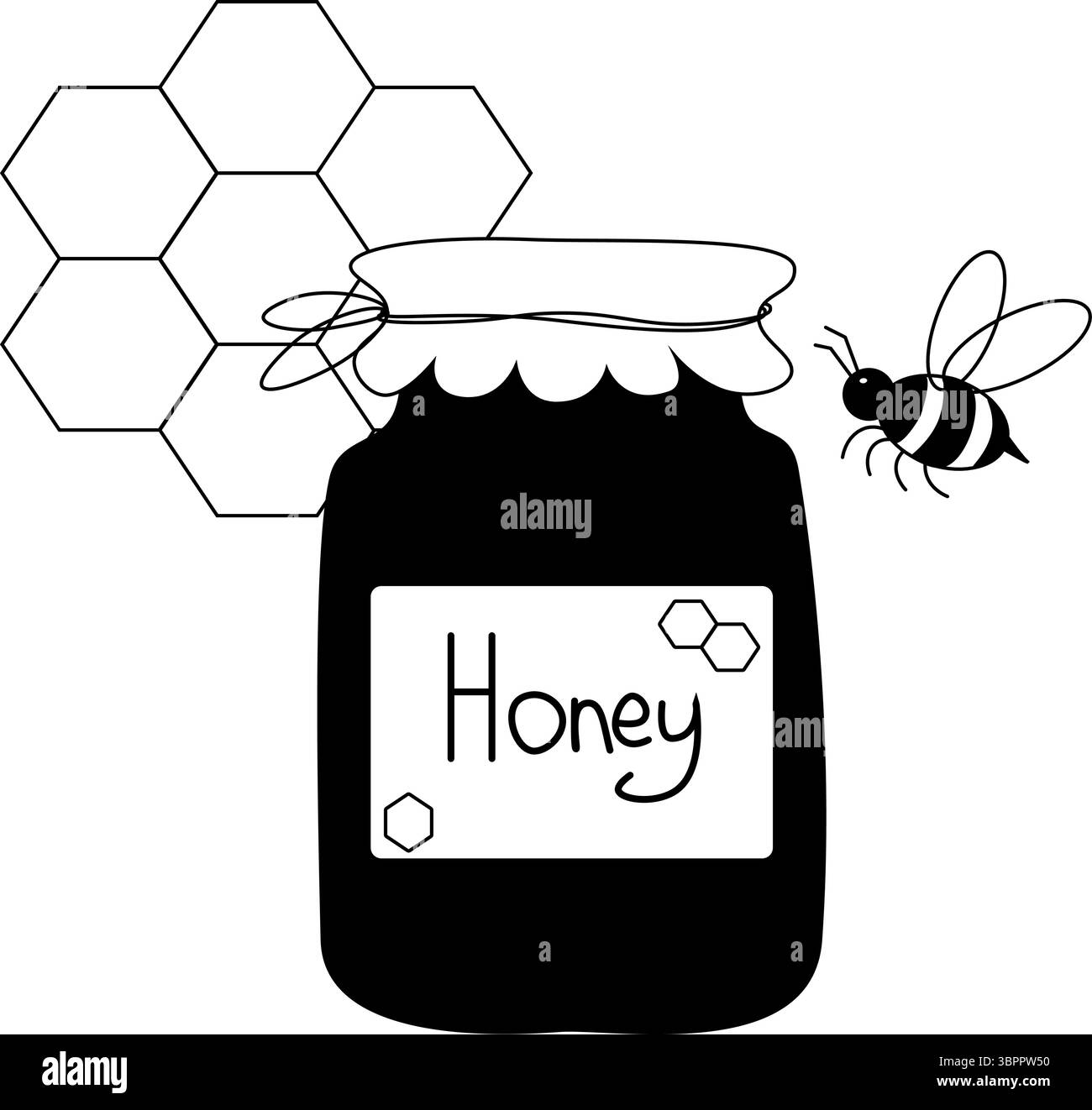 Honey bee line vector Black and White Stock Photos & Images - Alamy