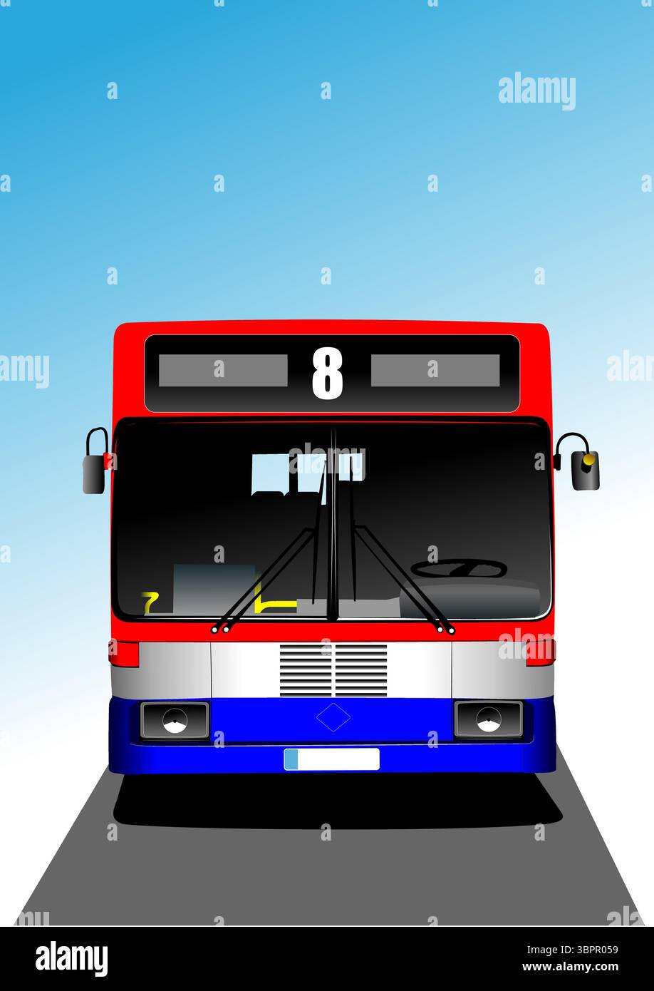 City bus on the road. Coach. Vector 3d hand drawn illustration Stock Vector Image & Art - Alamy