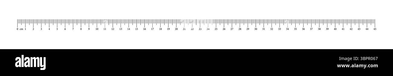 Measuring chart with 45 centimeters. Ruler scale with numbers. Length ...