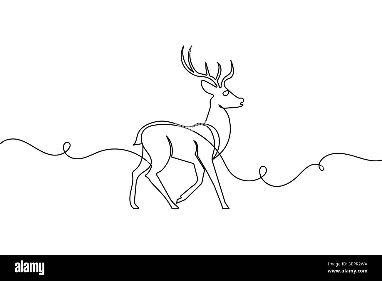 Deer continuous one line drawing and minimalist style isolate outline ...