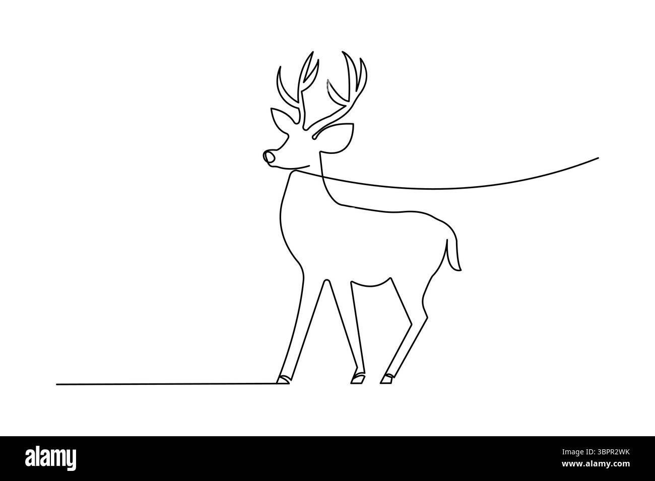 Deer continuous one line drawing and minimalist style isolate outline ...