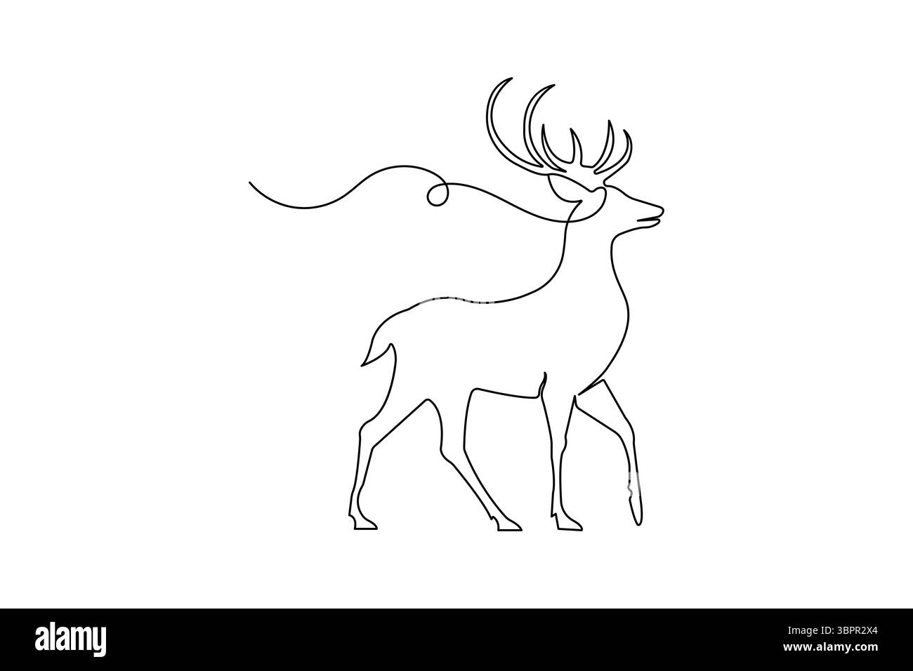 Deer continuous one line drawing and minimalist style isolate outline ...