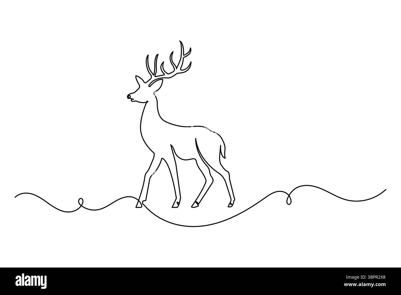Deer continuous one line drawing and minimalist style isolate outline ...