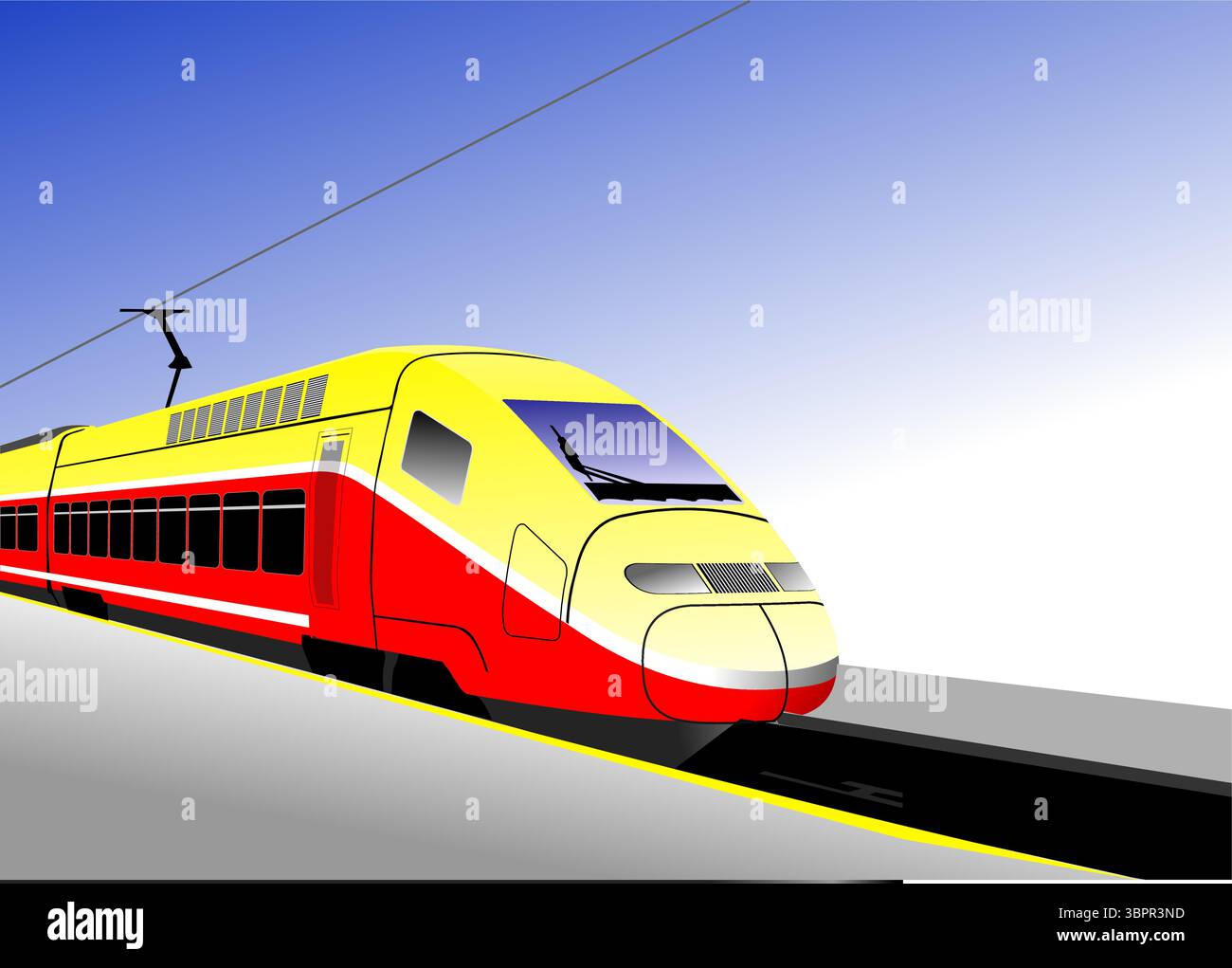 Modern speed bullet train. Fast suburban, subway, metro, commuter ...