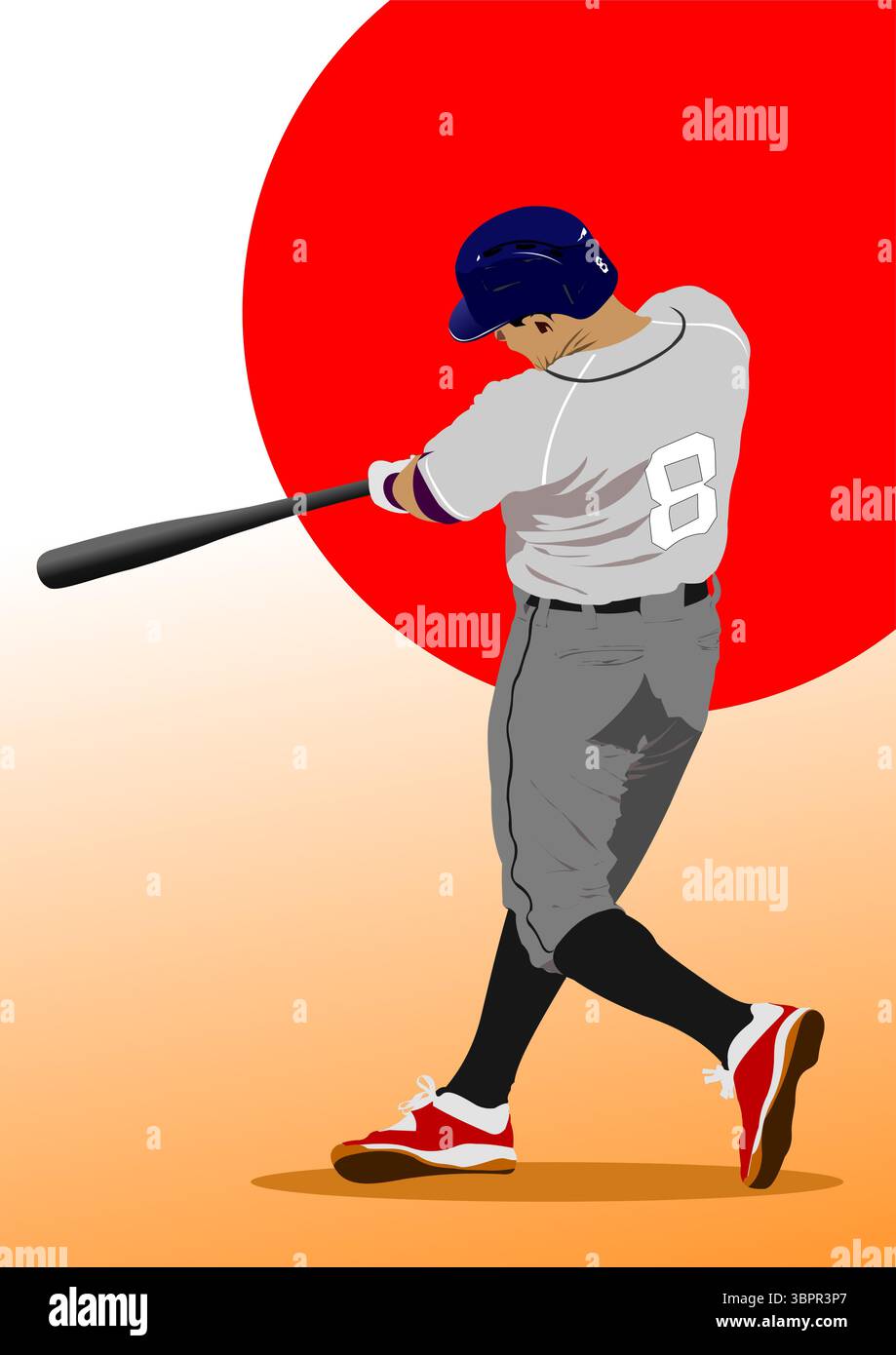Baseball players. Vector 3d hand drawn illustration Stock Vector Image ...