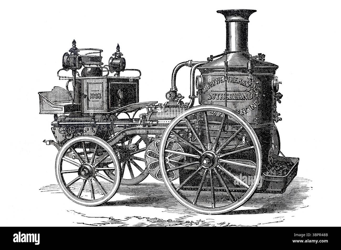 Fire brigade, firefighting, steam fire engine by Merryweather and Sons ...