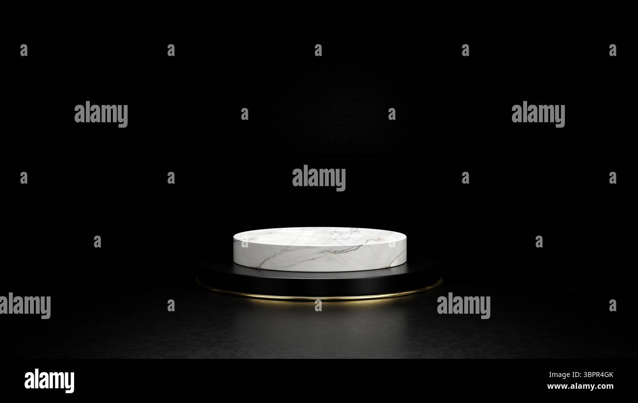 8k High resolution. Marble and gold Pedestal of Platform display with ...