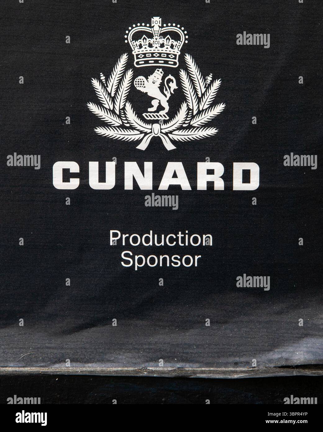 London, UK - March 27th 2025: Close-up of the Cunard Line logo on a ...