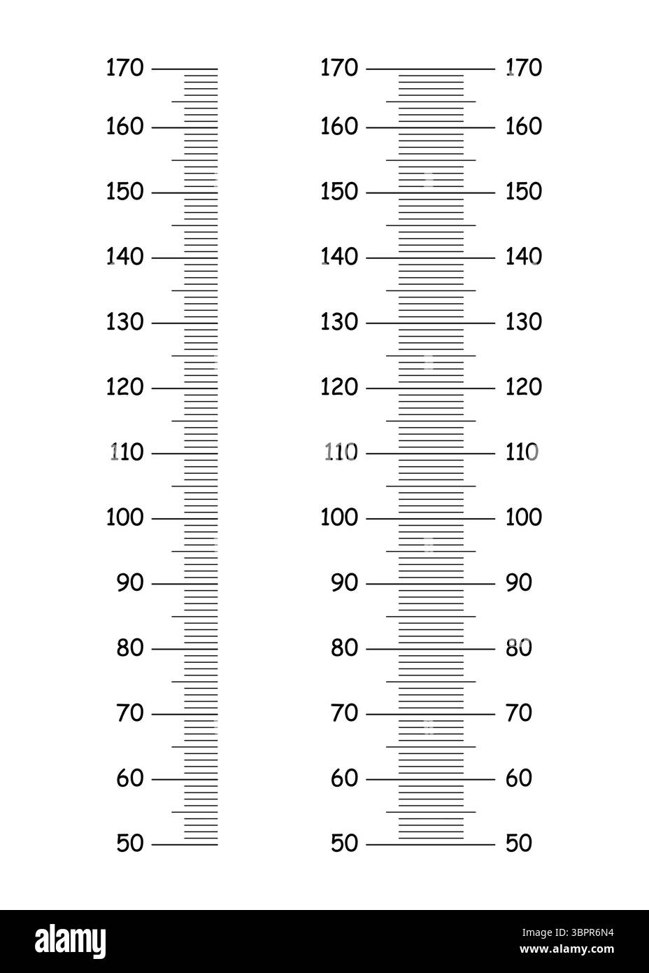 Height chart from 50 to 170 centimeters. Set of templates for wall ...