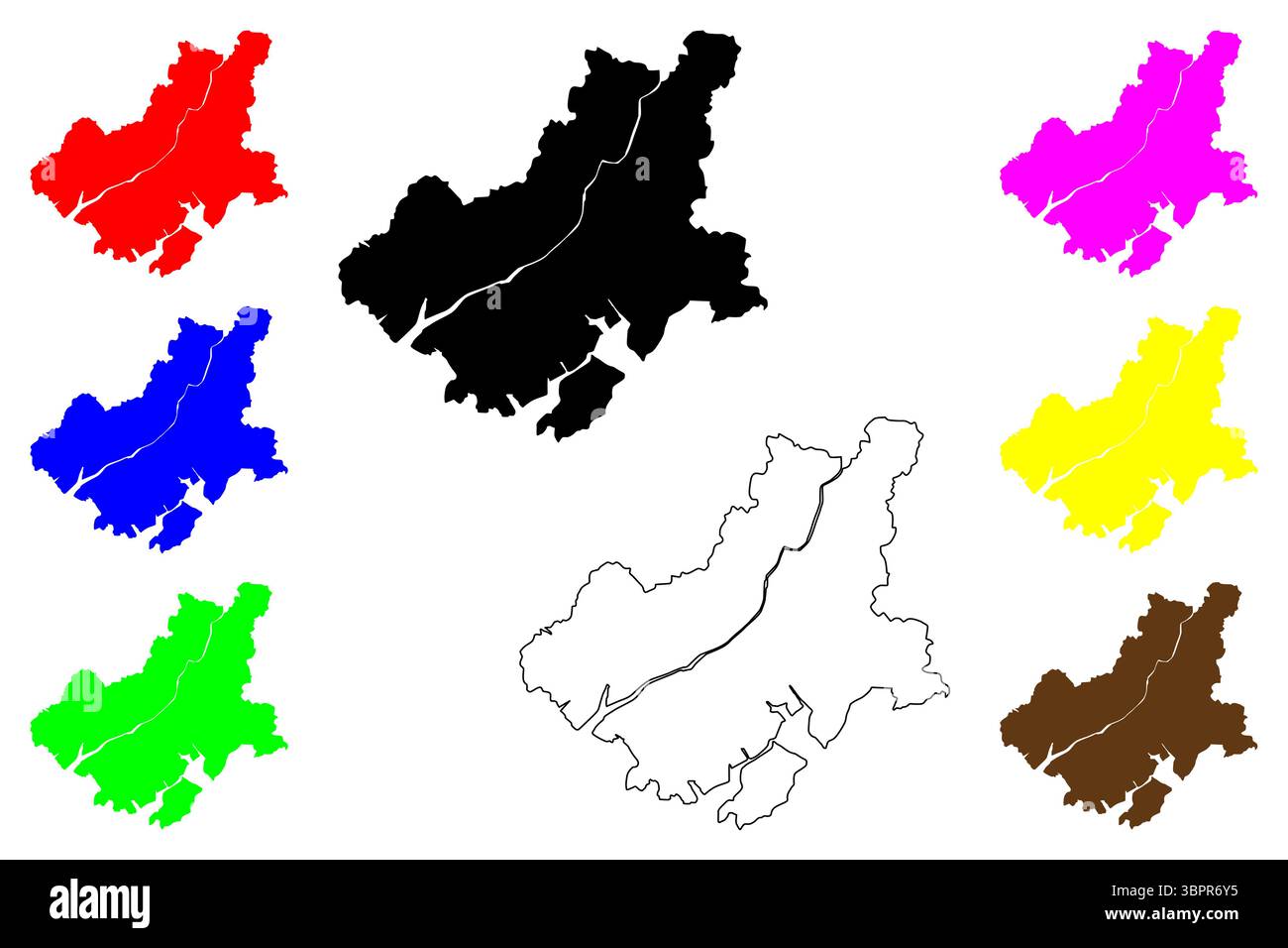 Hofu city (Japan, Nihon-koku or Nippon-koku, Chugoku region) map vector ...