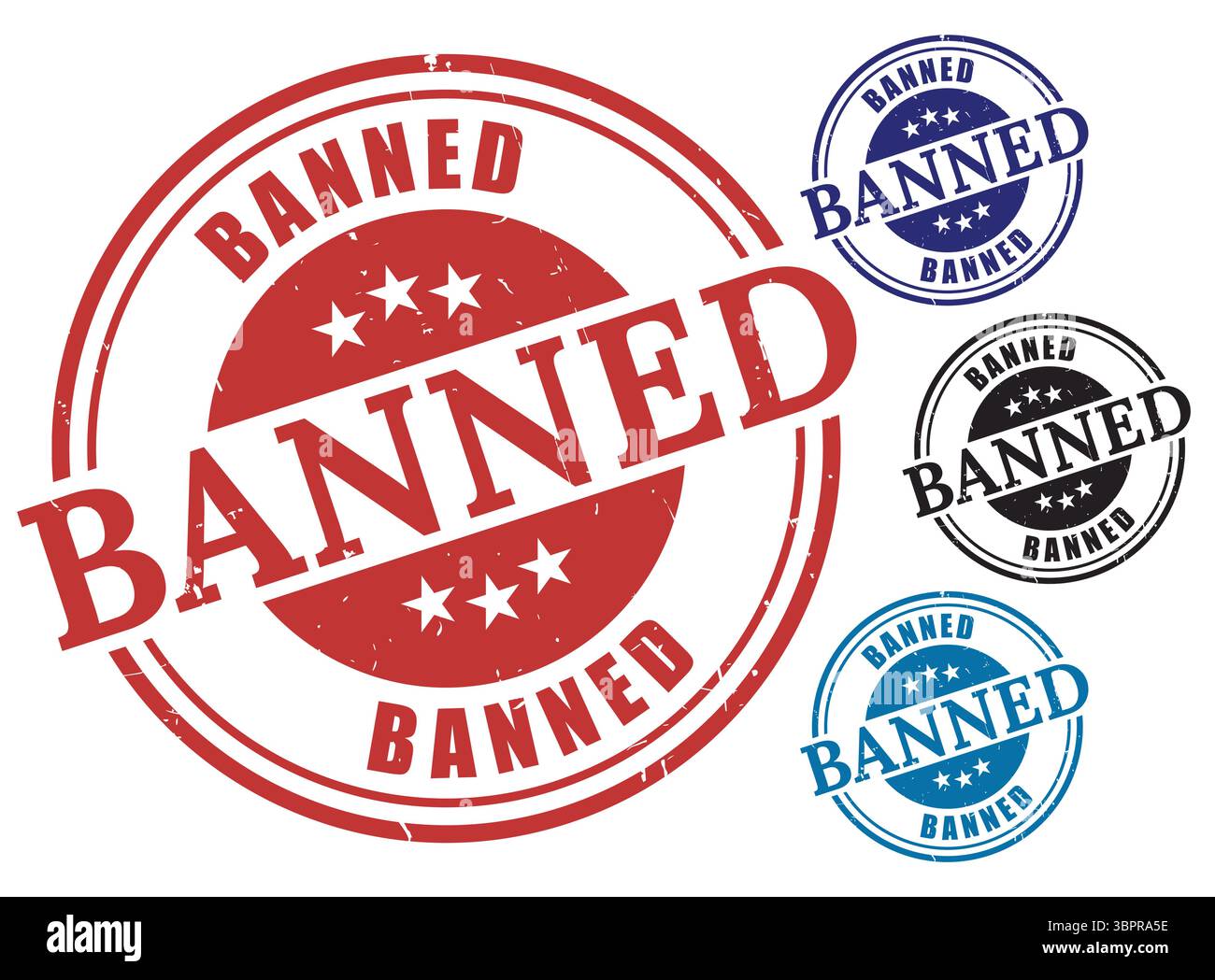 A Restricted Content Badge Set, Banned Warning Stamp Vector Collection ...