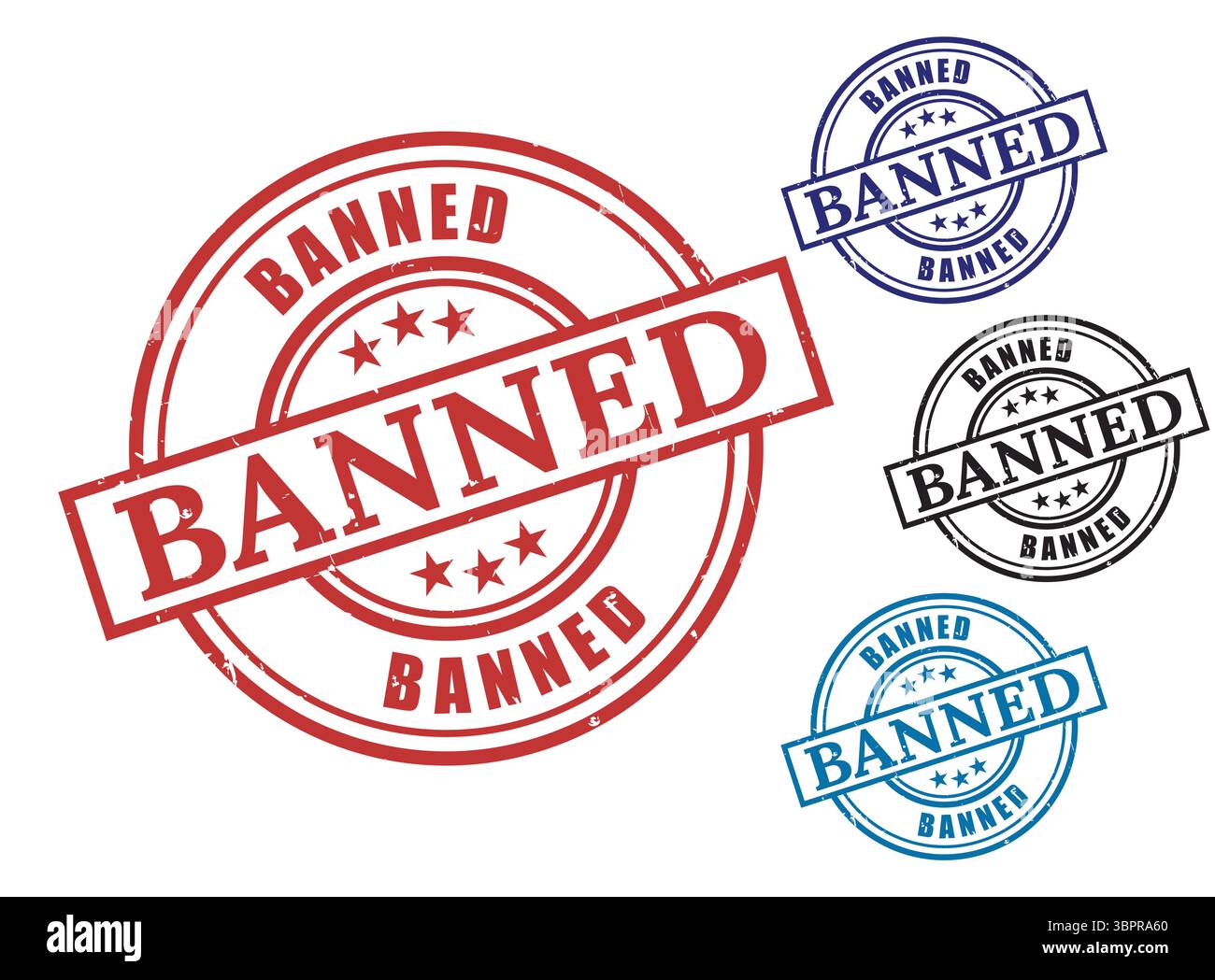 A Banned Stamp Vector Set, Forbidden Restricted Content Label Stock ...