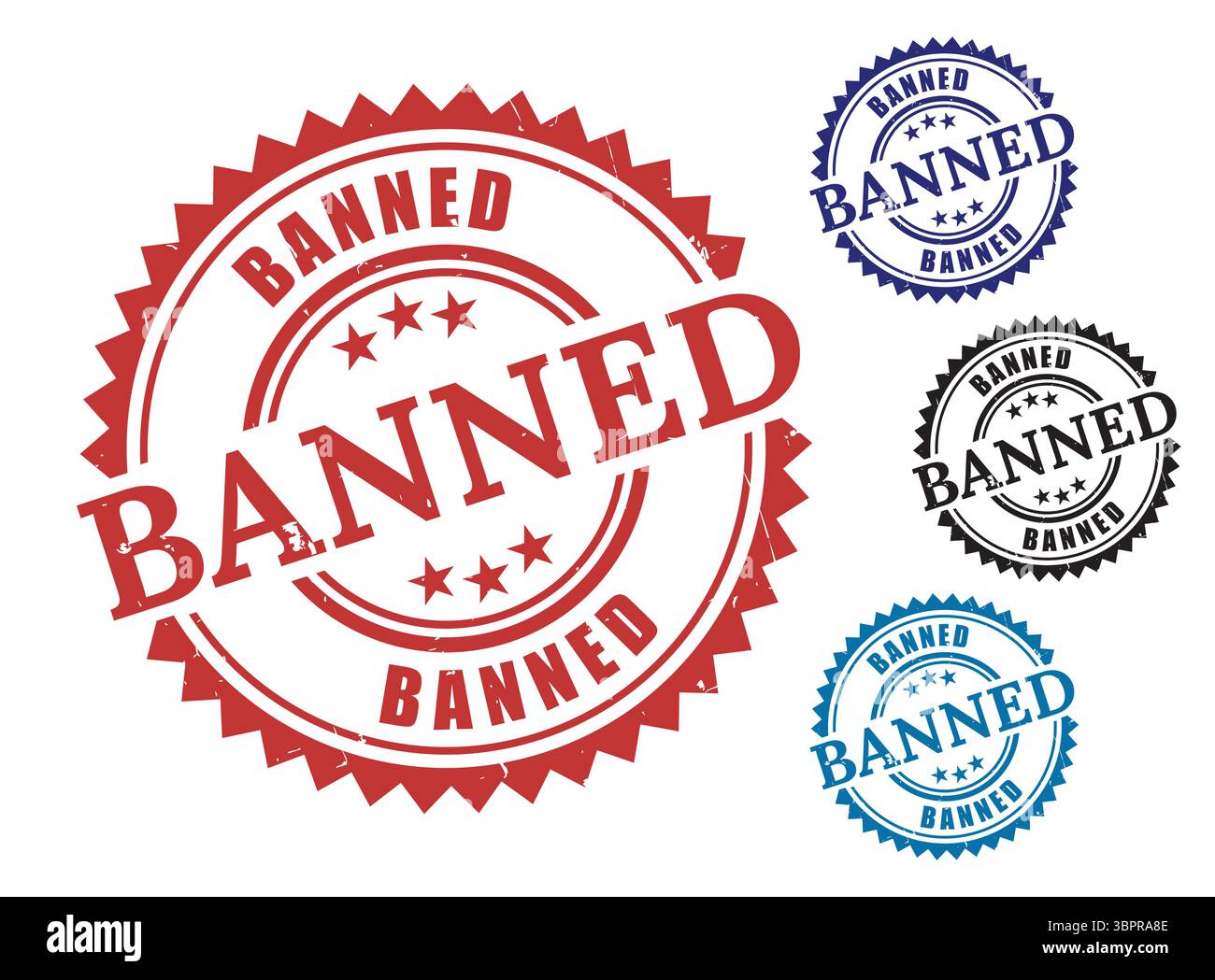 A Access Denied Badge Set, Banned and Blocked Stamp Vector Icons Stock ...
