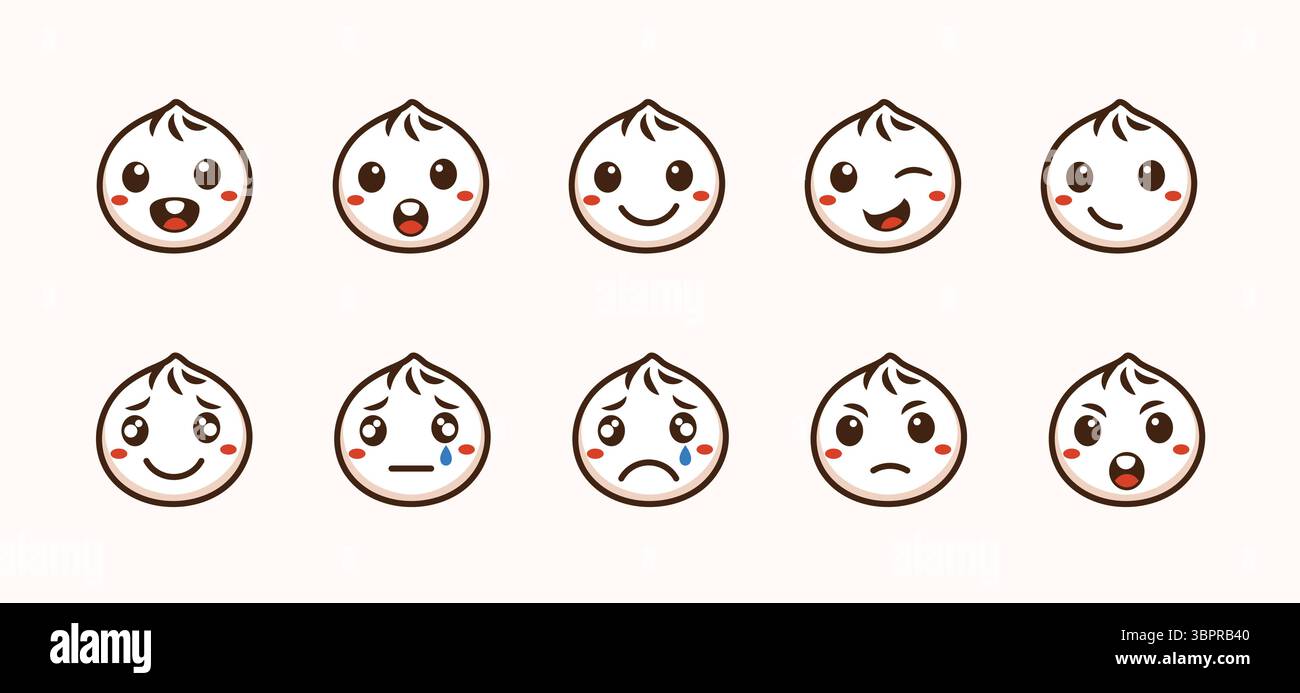 traditional dumpling and momo food facial expressions premium vector ...